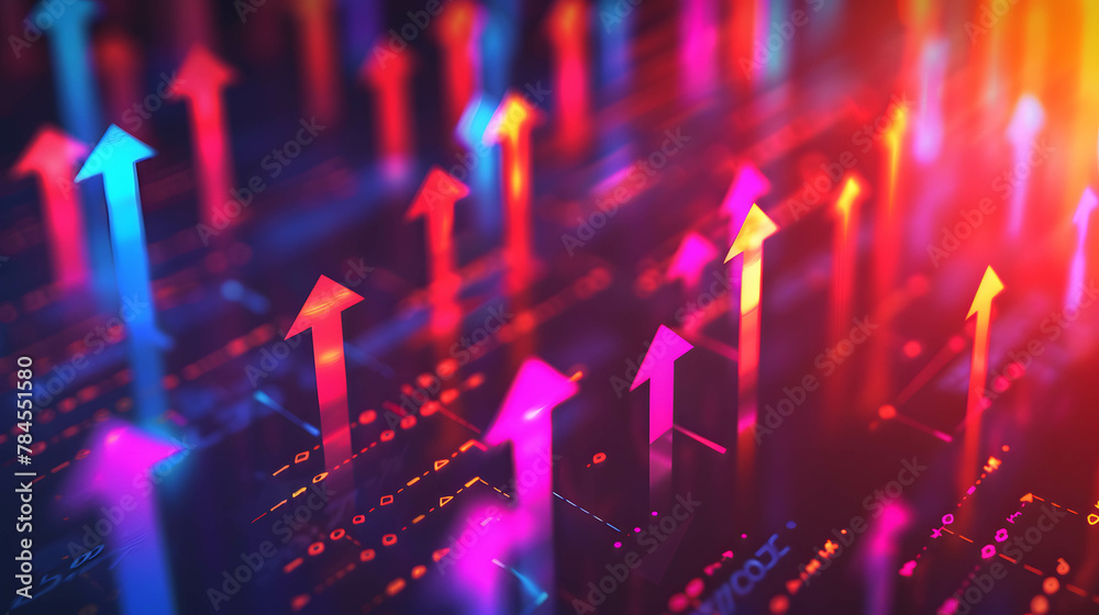 Design a visualization of a financial chart with arrows pointing ...