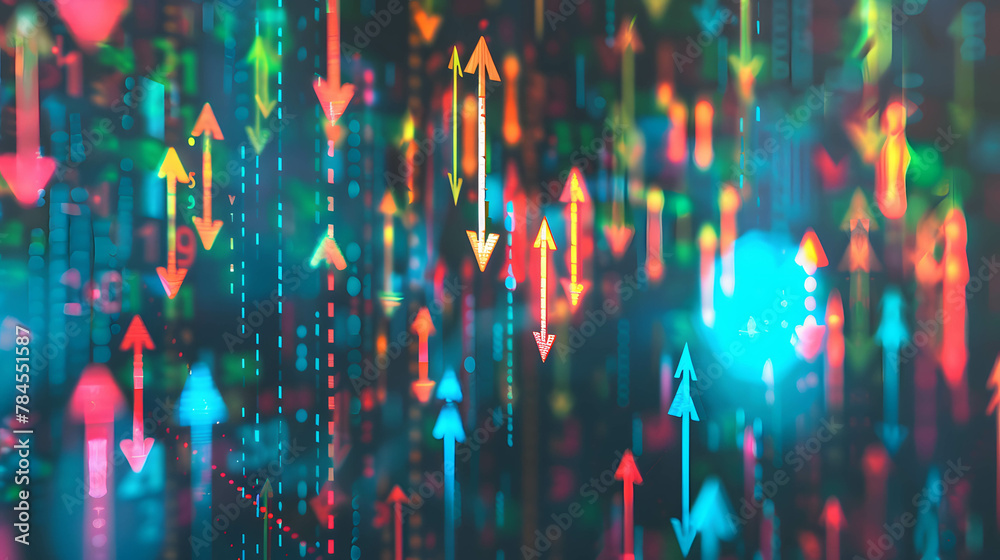Design a visualization of a financial chart with arrows pointing ...