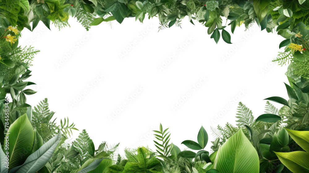 Tropical leaves foliage plant bush floral border isolated on clear png ...