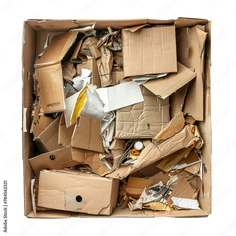 Cardboard boxes waste, transparent background, isolated image ...