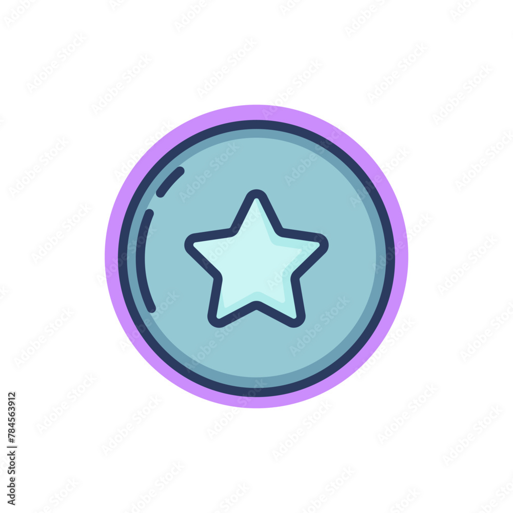 Bonus points line icon. Star in circle, rank, rating outline sign ...