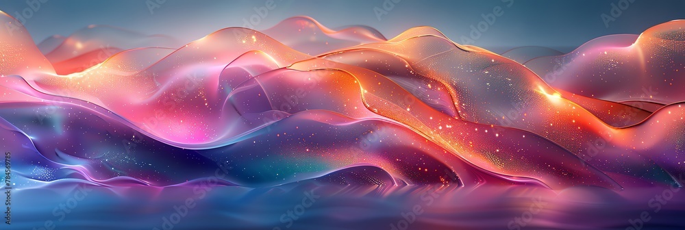 Abstract, intersecting arcs of light, makro, vivid tones of green and ...