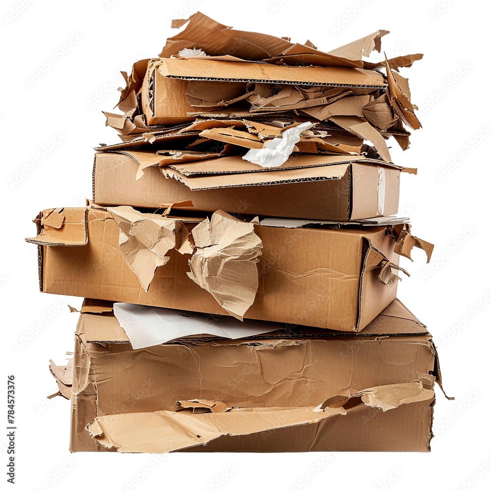 Cardboard boxes waste, transparent background, isolated image ...