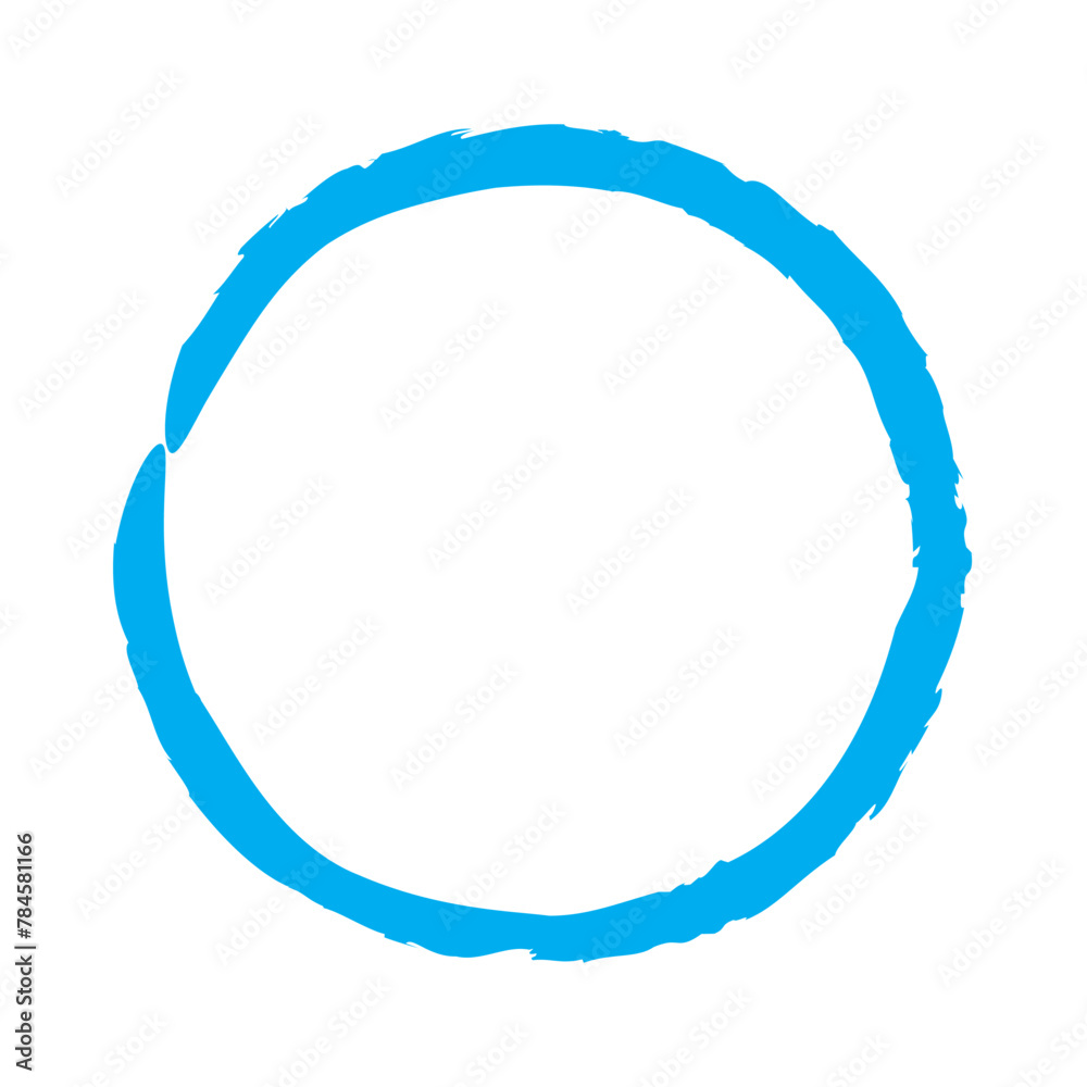 Blue paint grunge circle. Blue circle brush stroke vector isolated on ...