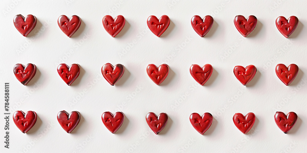 Heart shapes, cut out hearts on white background, love red Valentine's ...