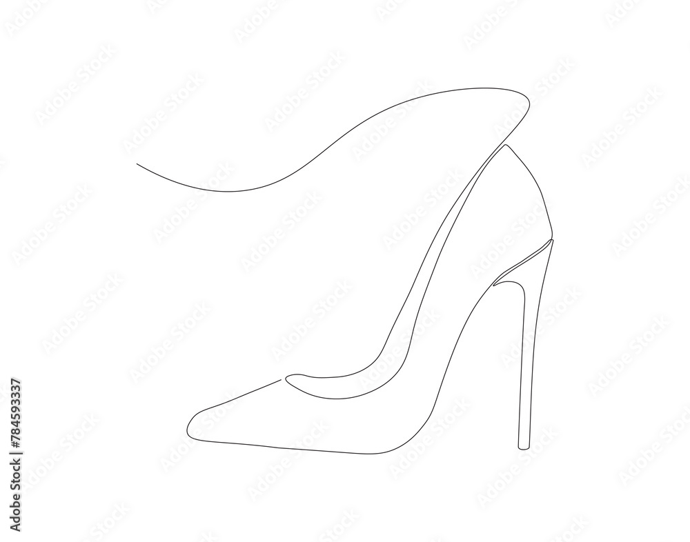 Continuous line drawing of high heel. One line of high heels. female ...