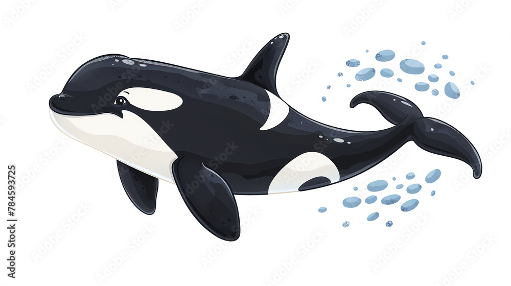 a Orca whales hunting, complete with a cute,The scene is set against a ...