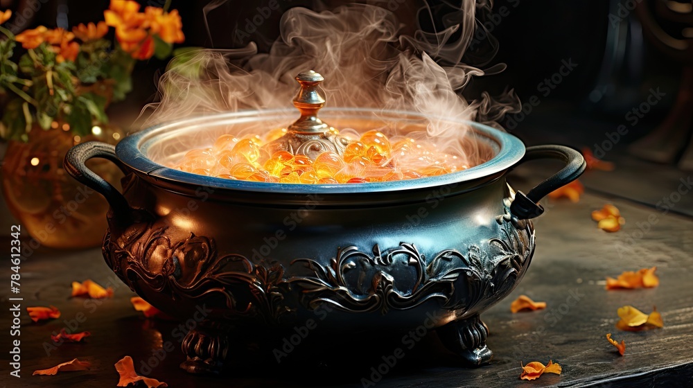Realistic witch cauldron in a spooky scene UHD Wallpaper Stock ...