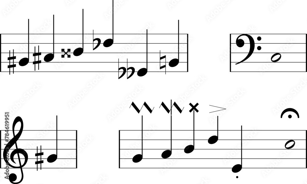 Music notes vector icon set on transparent background. Music notes ...