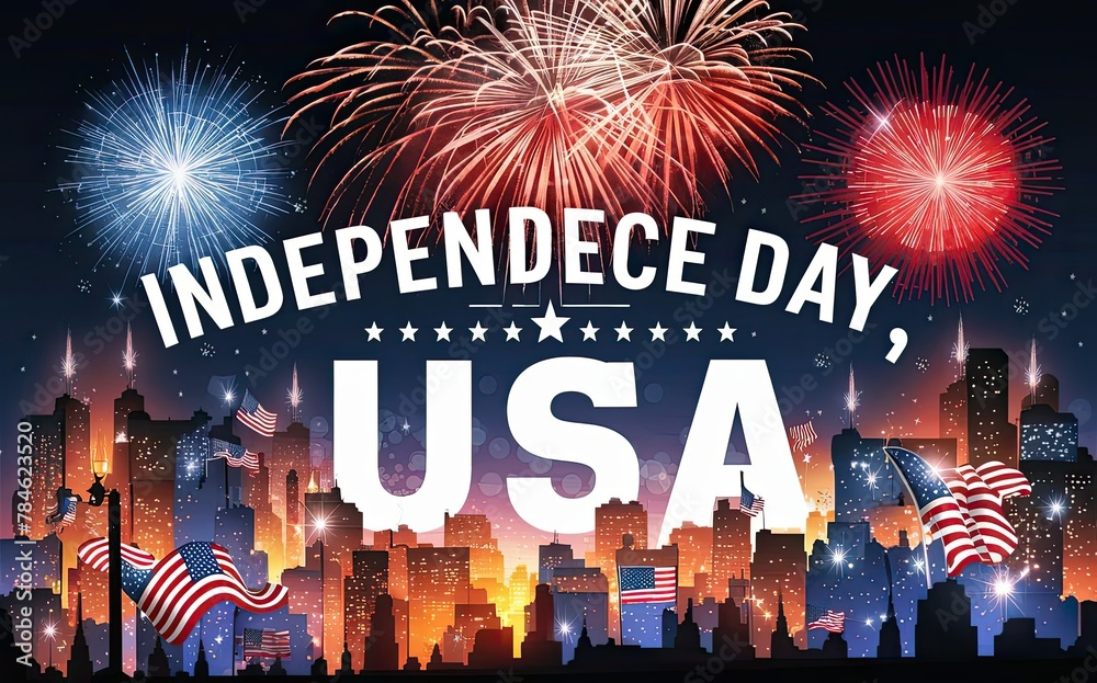 A vibrant fireworks display lighting up the night sky with the words ...