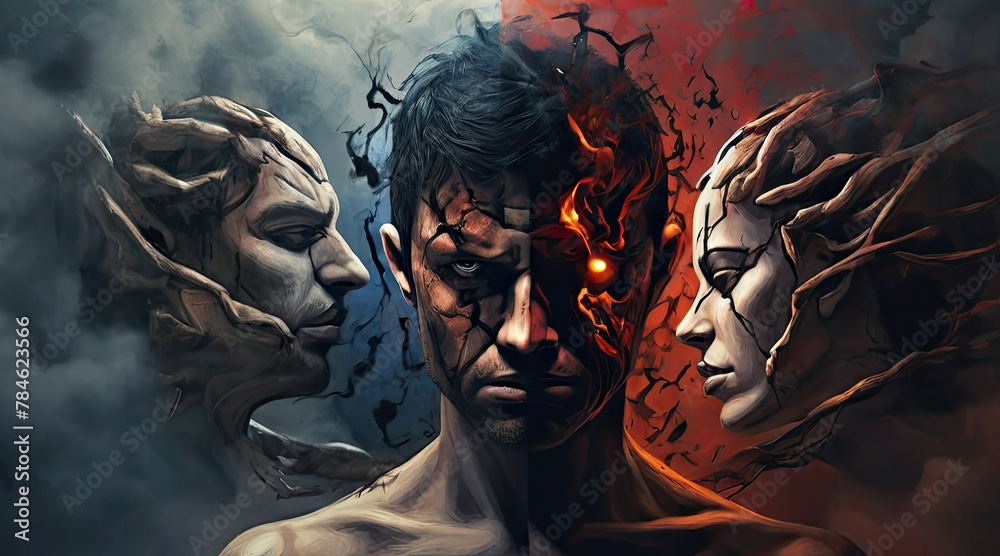 Positive and negative sides of human mind. mental state concept ...