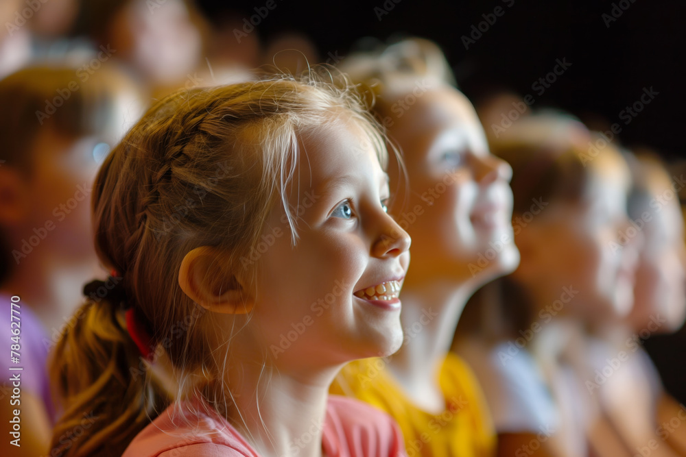 Children Watching a Performance. Joyful Audience of Kids. Happy Little ...