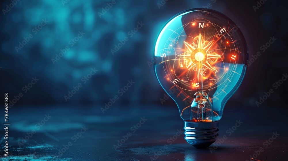 Creativity and Design: A 3D vector illustration of a lightbulb with a ...