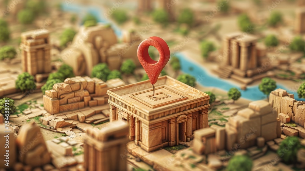 Travel Destination: A 3D vector illustration of a map with a pin ...