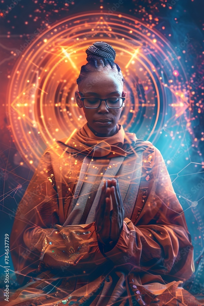 Holographic Poster Featuring a Modern African American Female Borg Monk ...
