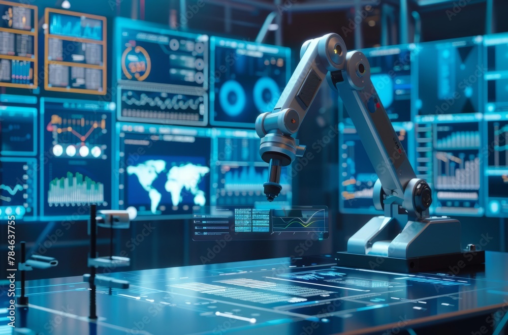 The artificial intelligence technology screen, with data visualization ...