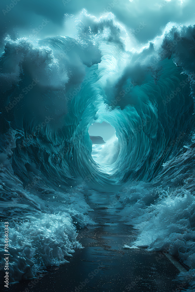 Сomposite of the ocean opening up to form a canal. Moses separate the ...