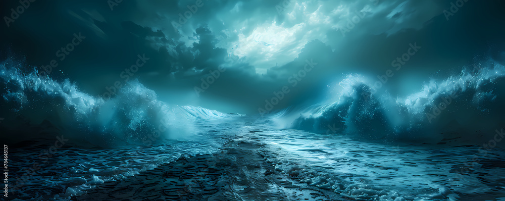 Сomposite of the ocean opening up to form a canal. Moses separate the ...