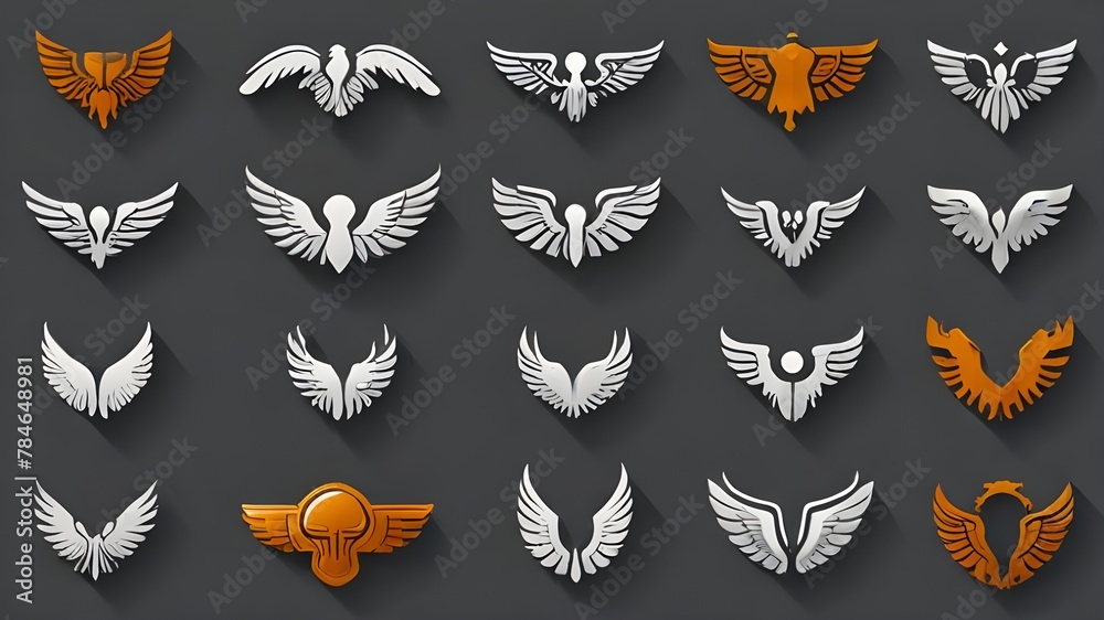 coat of arms with wings A collection of icons with wings. A basic ...