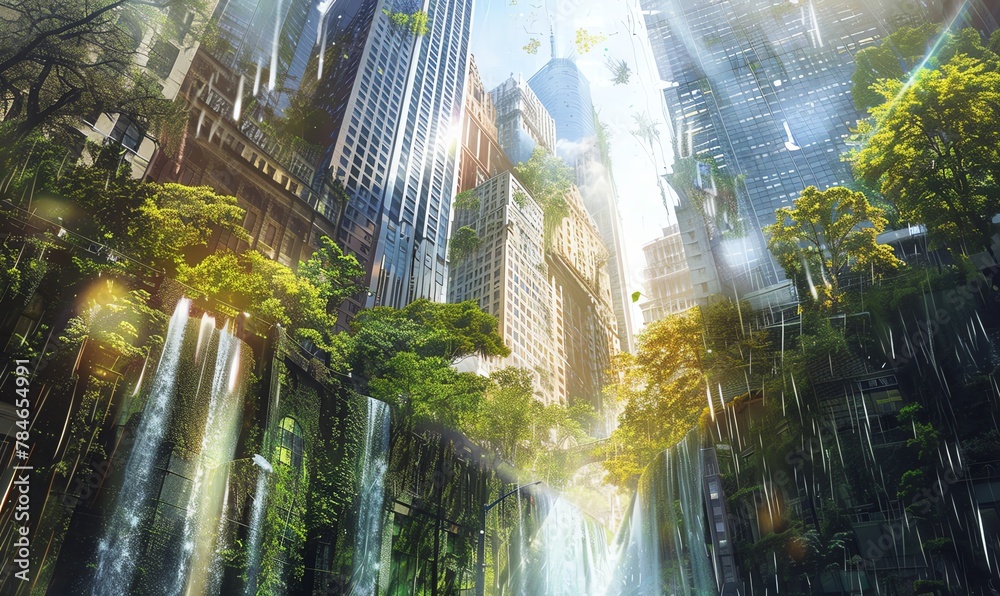 Design a digital artwork capturing a surreal, distorted perspective of ...