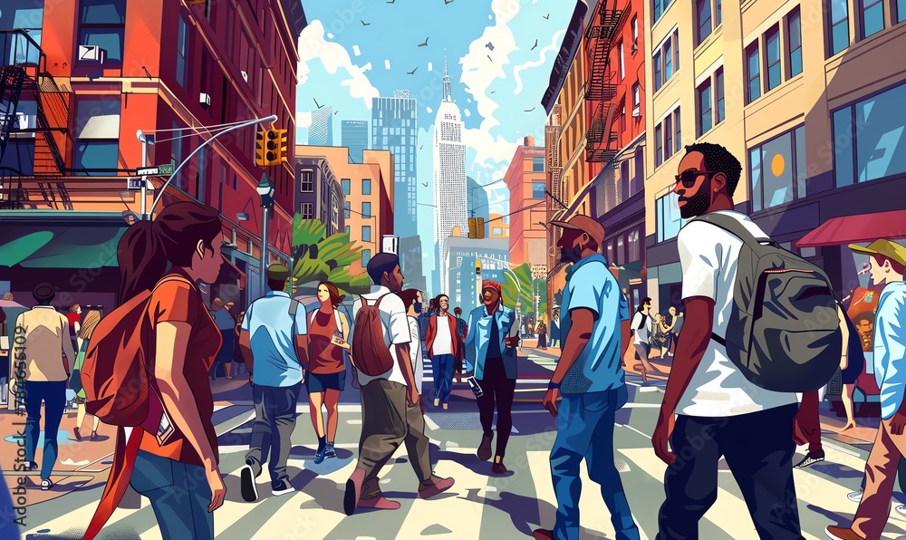 Illustrate a thought-provoking scene of diverse individuals from ...