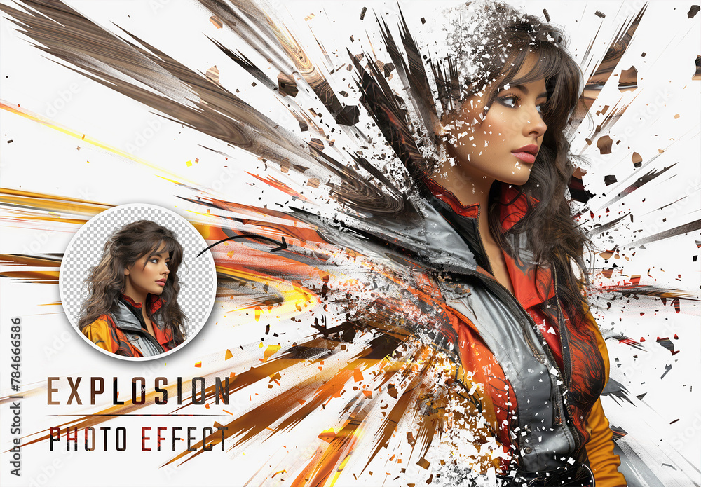 Explosion Dispersion Photo Effect Mockup. Generative Ai Stock Template ...