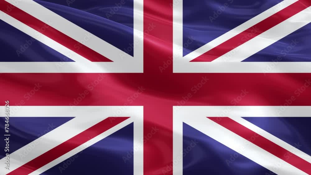 United Kingdom national flag waving in the wind. Continuous looping ...
