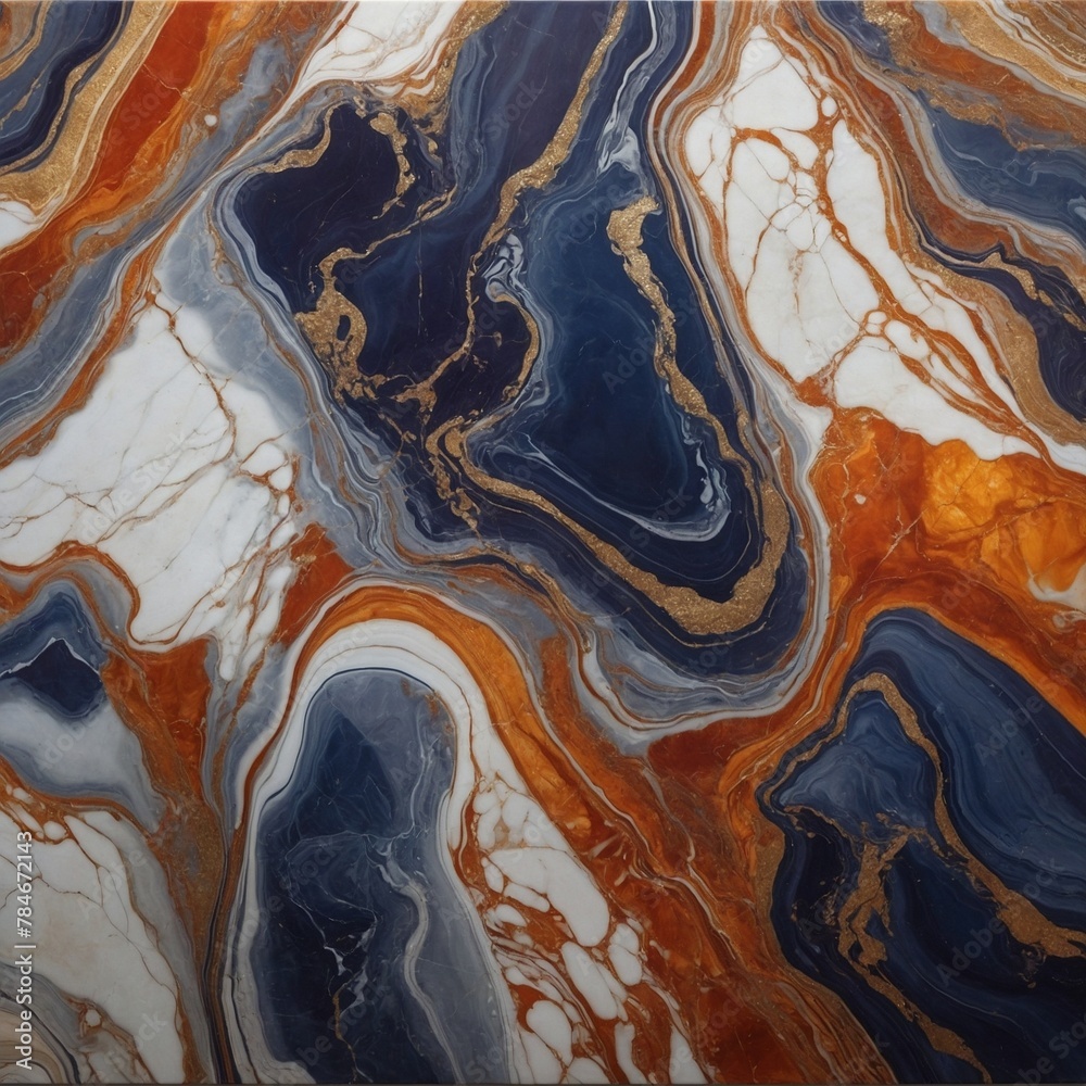 Mesmerizing pattern of marbled textures swirls, where deep blues ...