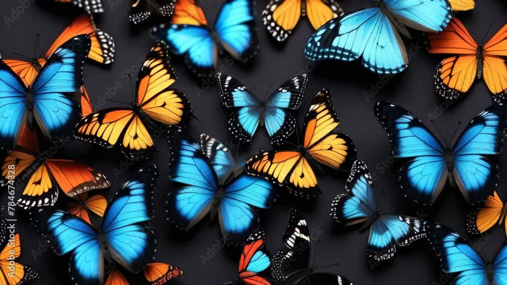 Beautiful spring and summer design background with butterflies. Magical ...