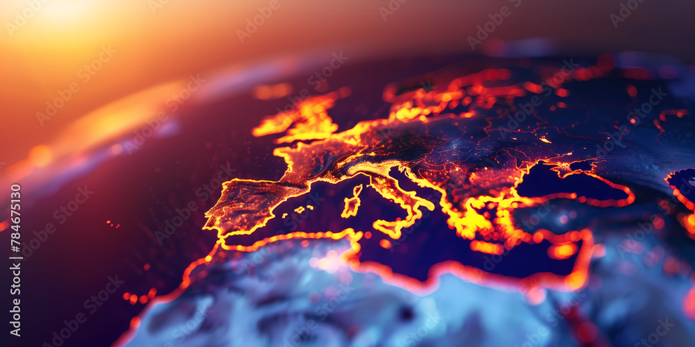 Planet Earth burning under the extreme heat of the sun, conceptual ...