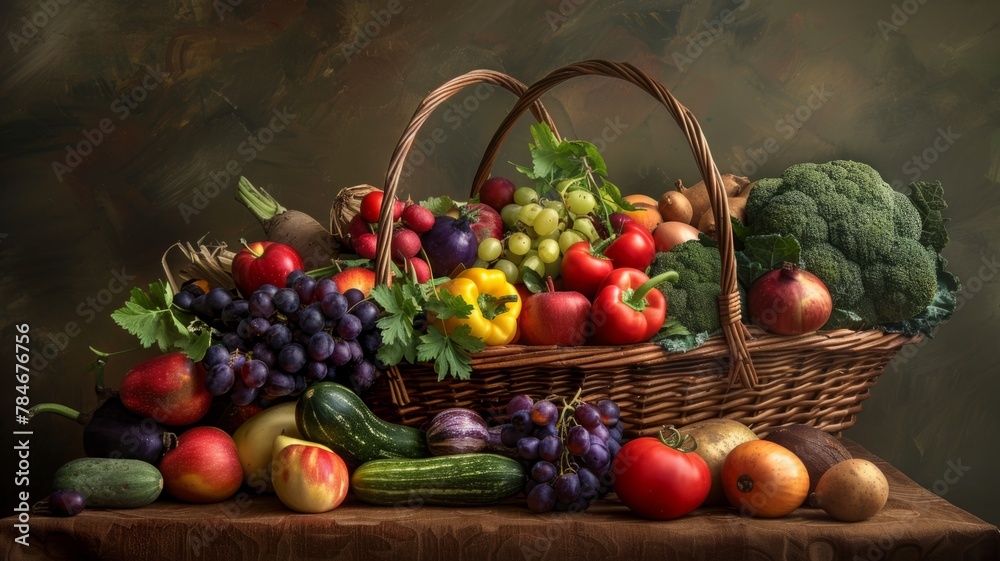 Colorful fresh fruit basket still life - A vibrant still life ...