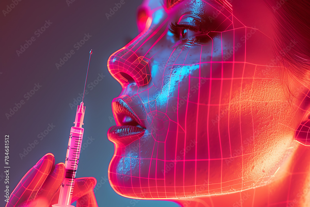 Intricate wireframe visualization featuring a glowing translucent ...