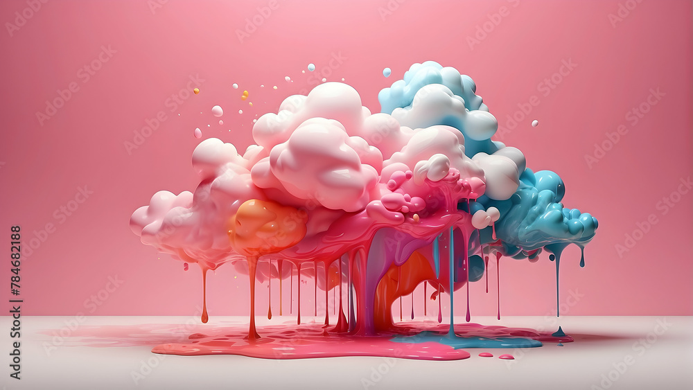 This is an artistic depiction of cloud-like formations with dripping ...