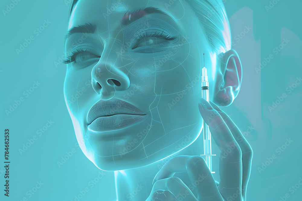 Intricate wireframe visualization featuring a glowing translucent ...