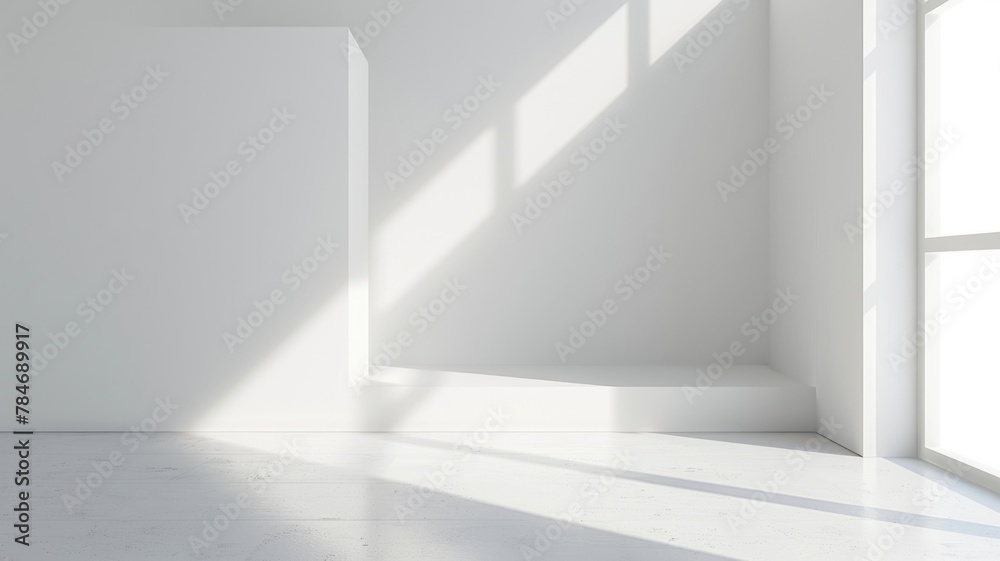 Bright white empty room with shadows - A minimalist white room with ...