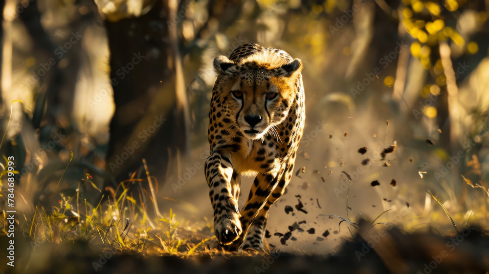 Cheetah running at full speed in natural habitat - A striking image ...