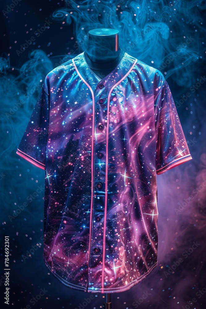 Cosmic webthemed baseball jersey, captured in highresolution ...
