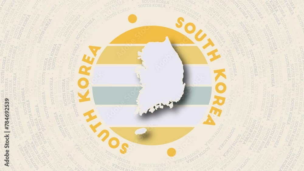 South Korea logo intro. Badge with the circular name and map of country ...