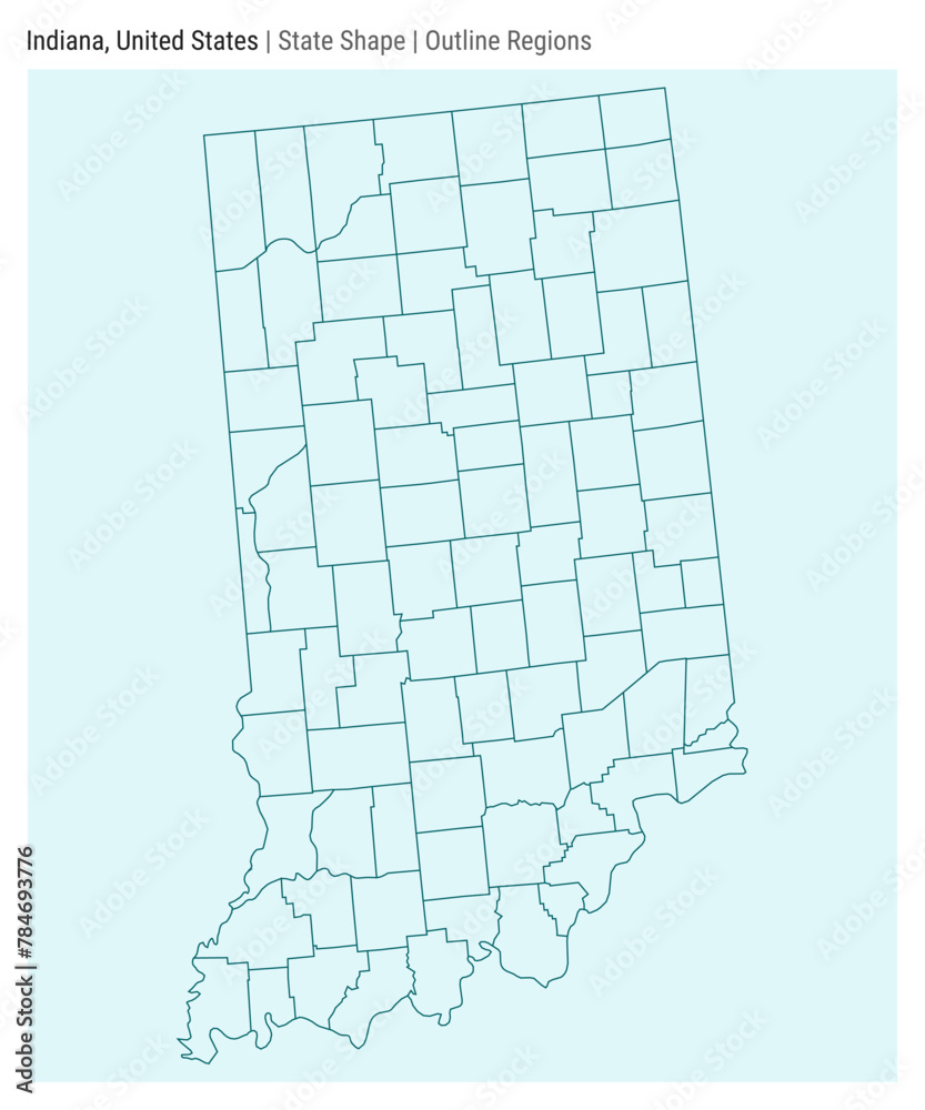Indiana, United States. Simple vector map. State shape. Outline Regions ...