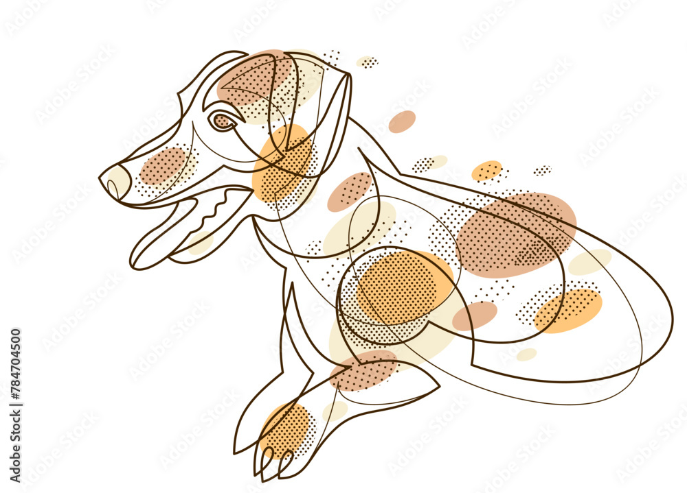 Adorable and playful Jack Russel Terrier vector line art illustration ...