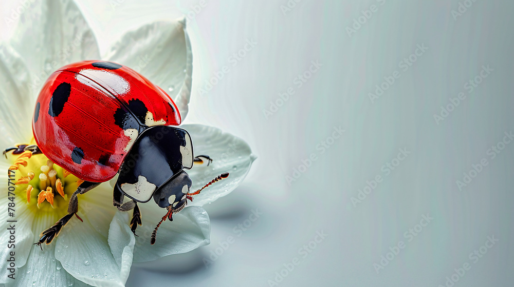 Daffodil and Ladybug Frame Border empty Page white Background Mockup ...