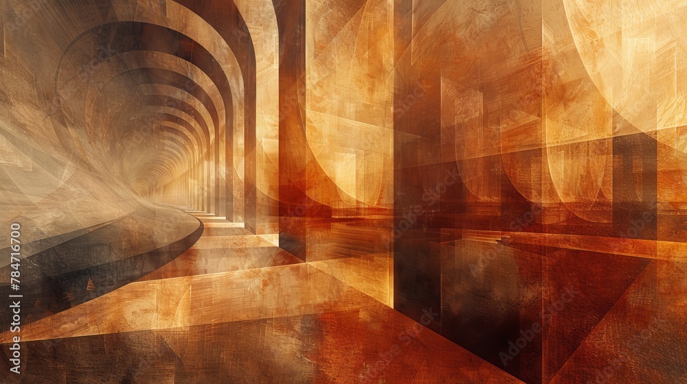 An abstract digital artwork portraying a mysterious ancient library ...