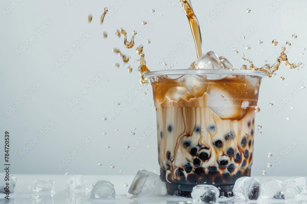 Taiwan milk bubble tea. Boba pearl tapioca. cold drink. Thailand ...