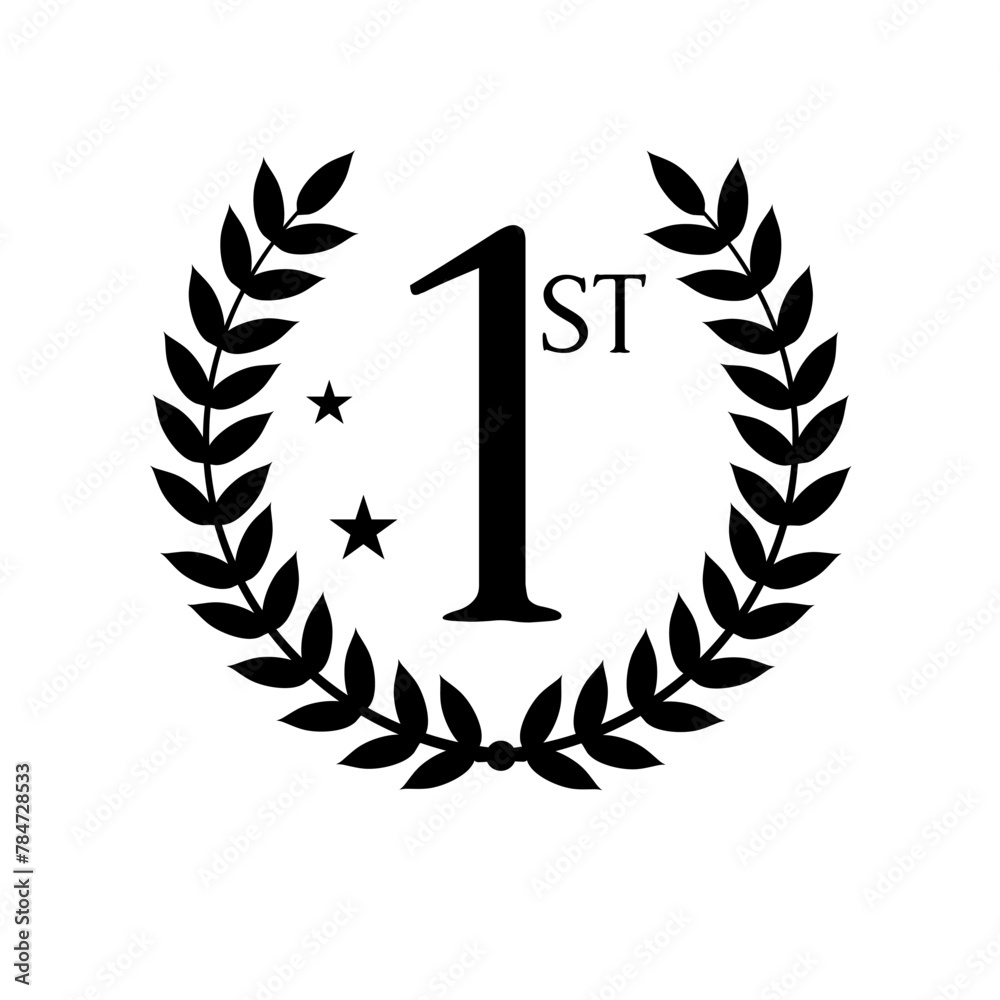 Poster First place, 1st place in the laurel wreath, designation, symbol ...