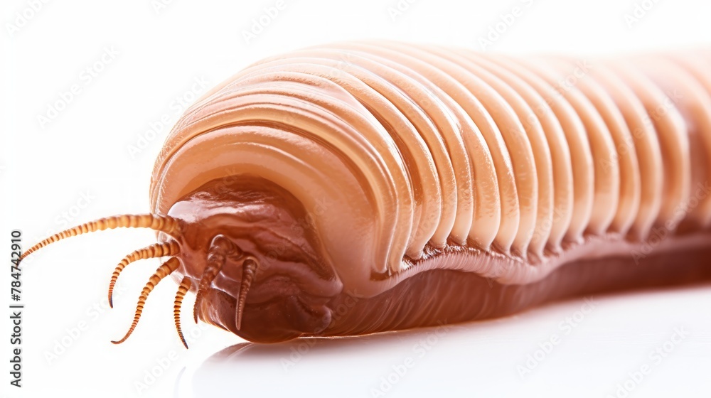 ภาพประกอบสต็อก Macro view of a parasitic helminth with sensory ...