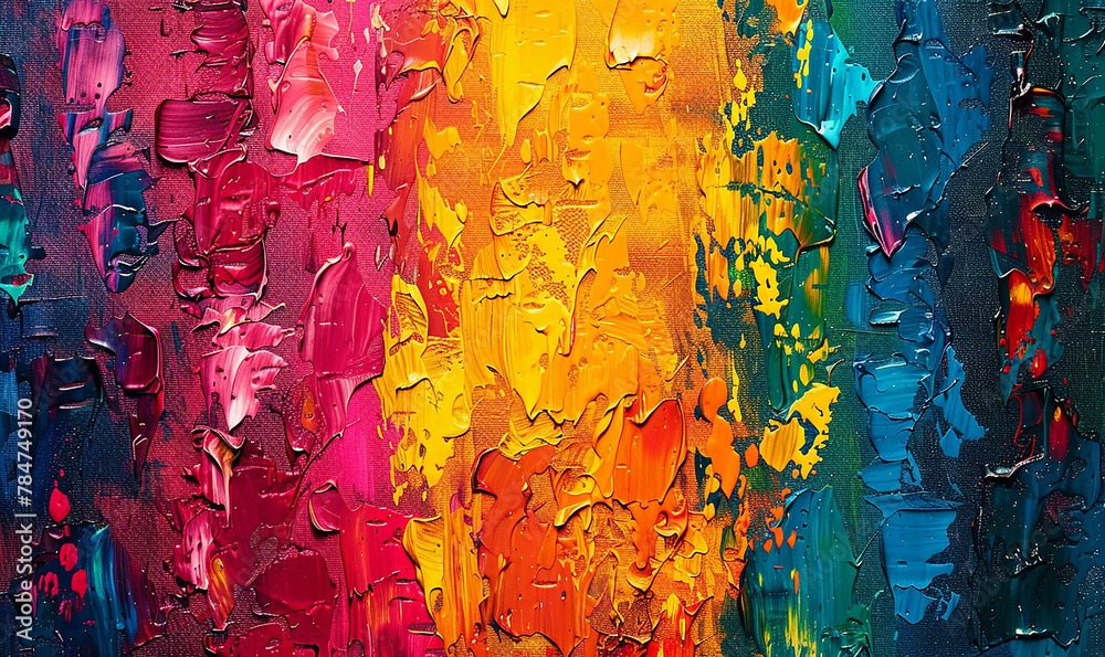 Abstract painting mixes many colors and textures for backgrounds and ...