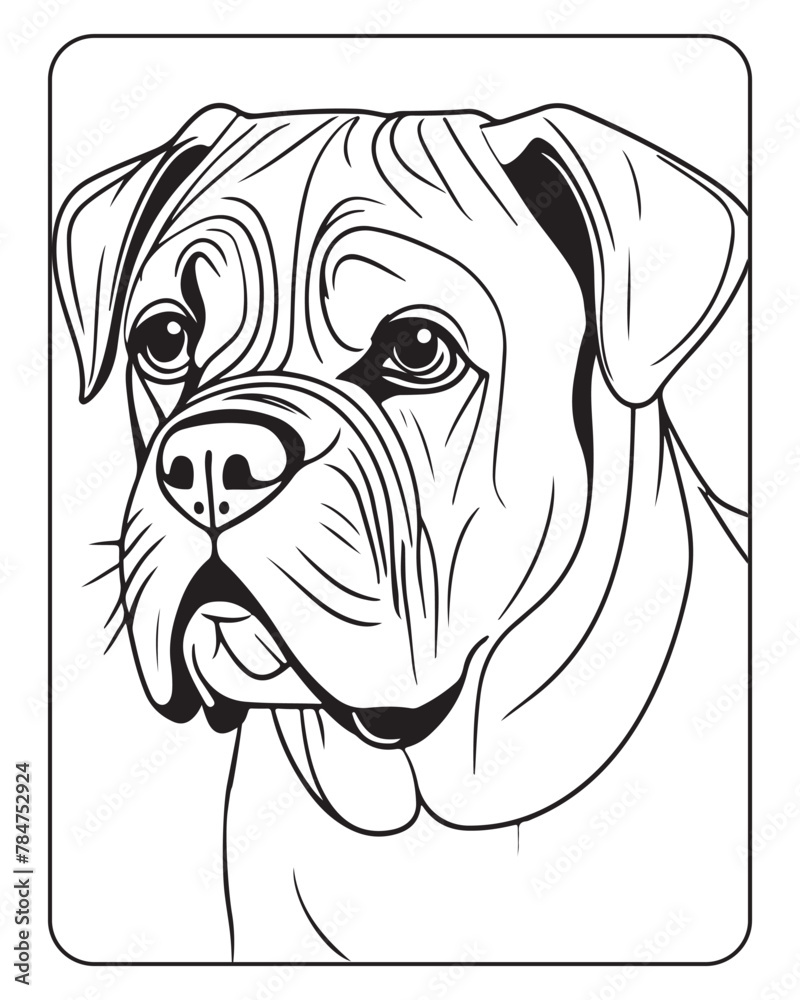 Dog Coloring Page for Kids, Cute Dog Vector, Dog black and white, Dog ...