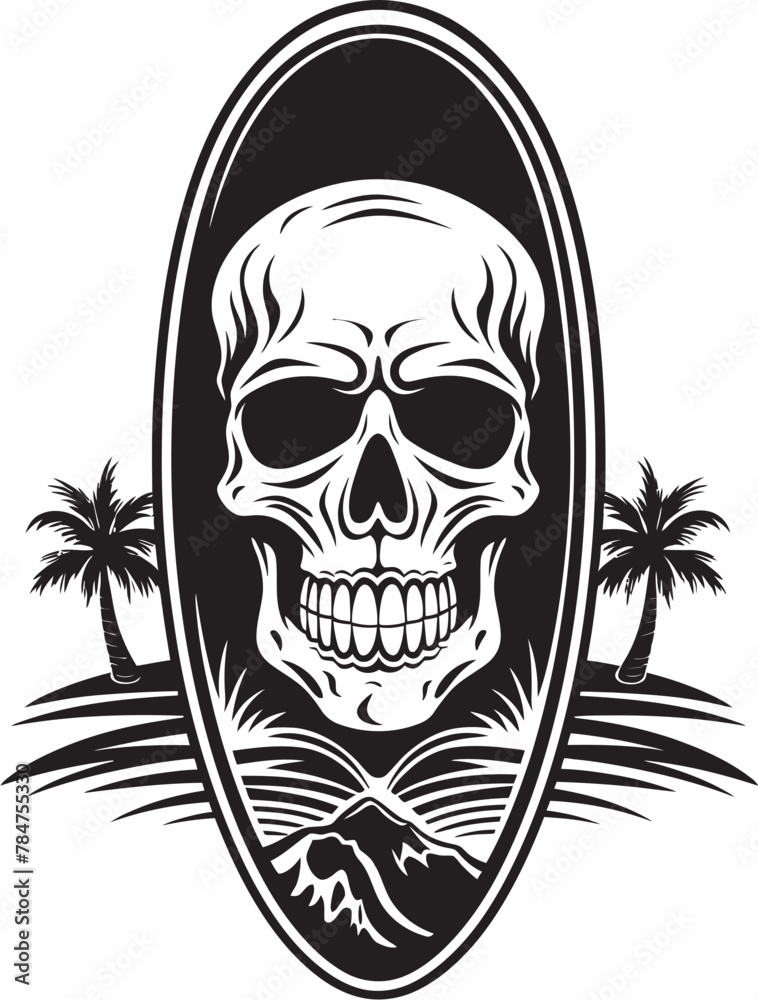 Breakwater Bones Beach Vector Symbol Skull and Surf Surfboard Logo ...