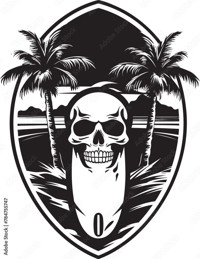 Skull and Surf Surfboard Logo Design SurfSkull Coastline Skullhead ...