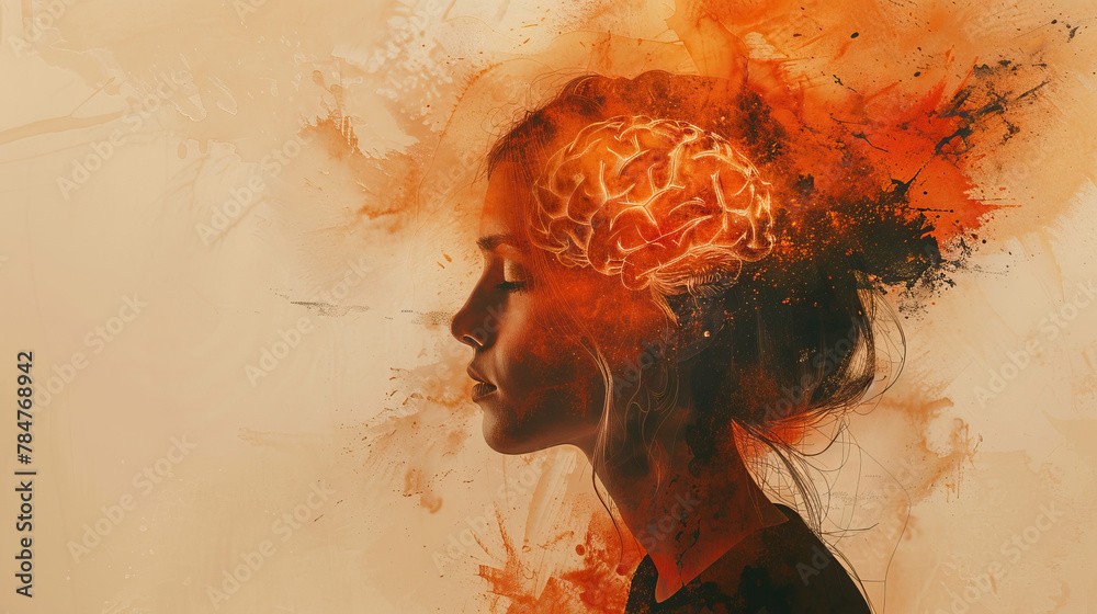 International Parkinson's awareness month concept, a girl silhouette ...